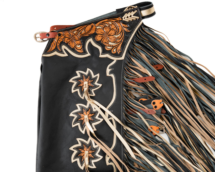 Adult Stock Chaps - Black & Gold — Rodeo Mart