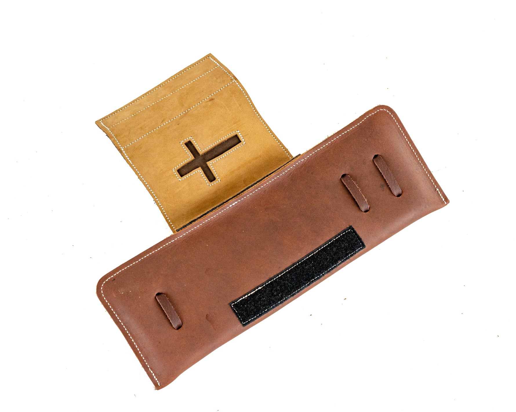 Pro Leather Covered Bull Rope Pad with Cross Inlay - Brown & Tan ...